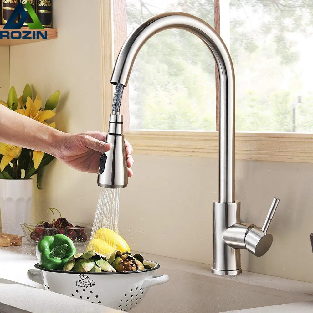 Brushed Nickel Single Hole Pull Out Spout Faucet KT20