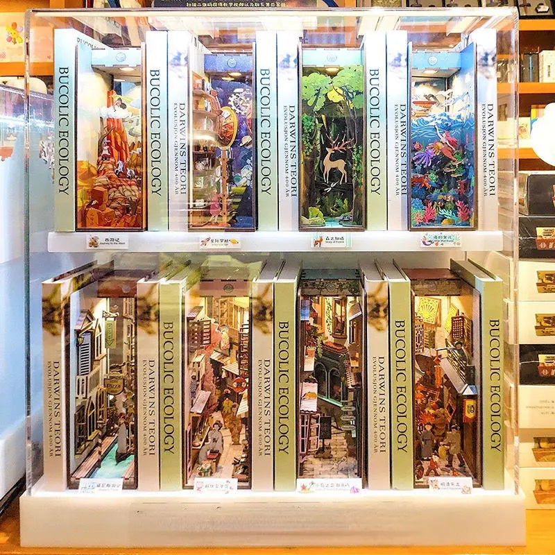 Vintage Wooden Book Nook Stand Night Light